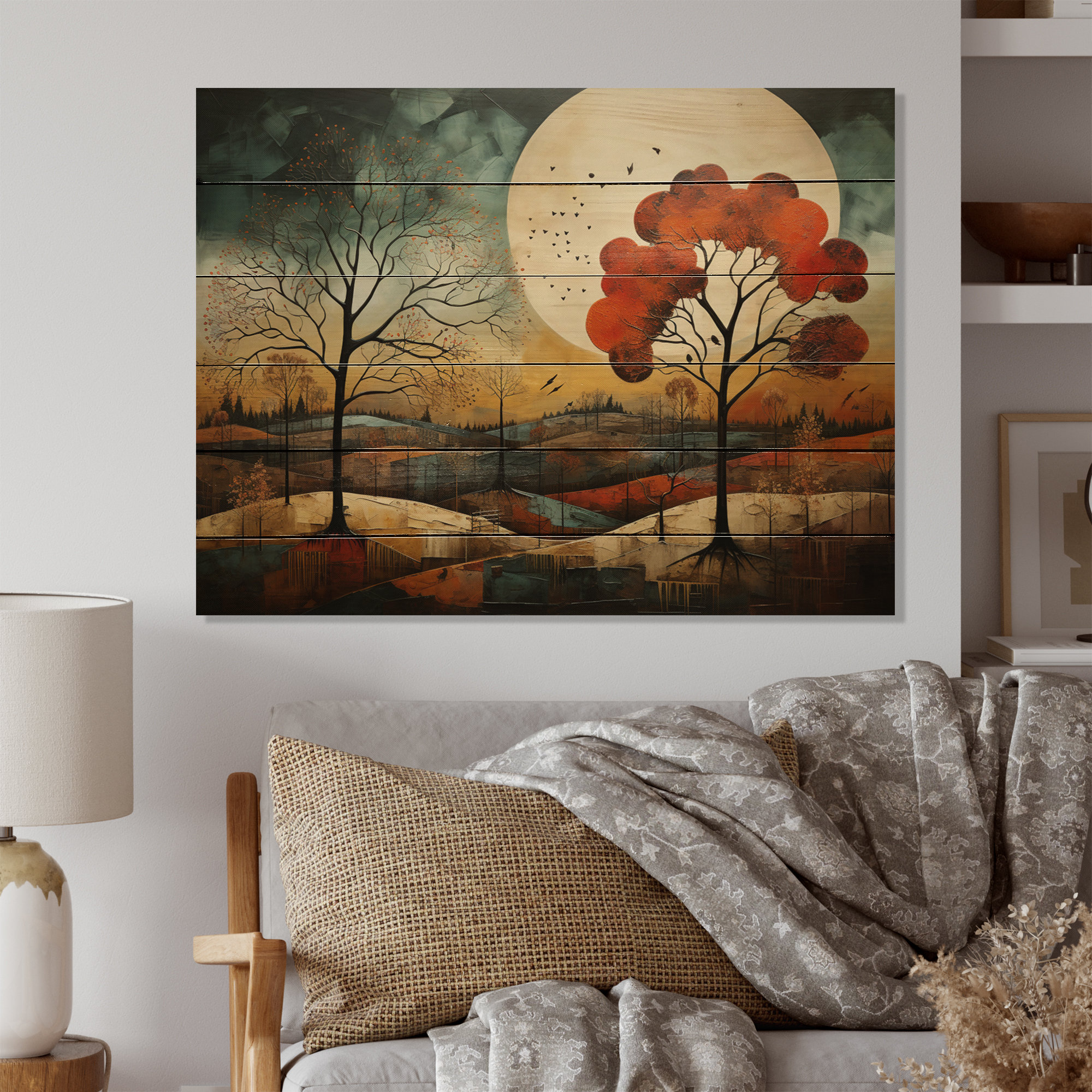 Red Barrel Studio® Orange Teal Native American Essence I - Unframed Print on Wood | Wayfair